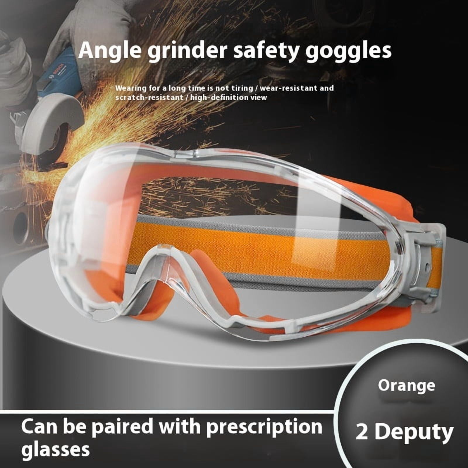 2 pack Orange Anti-Fog Safety Goggles - Wide Vision, Adjustable Fit ...