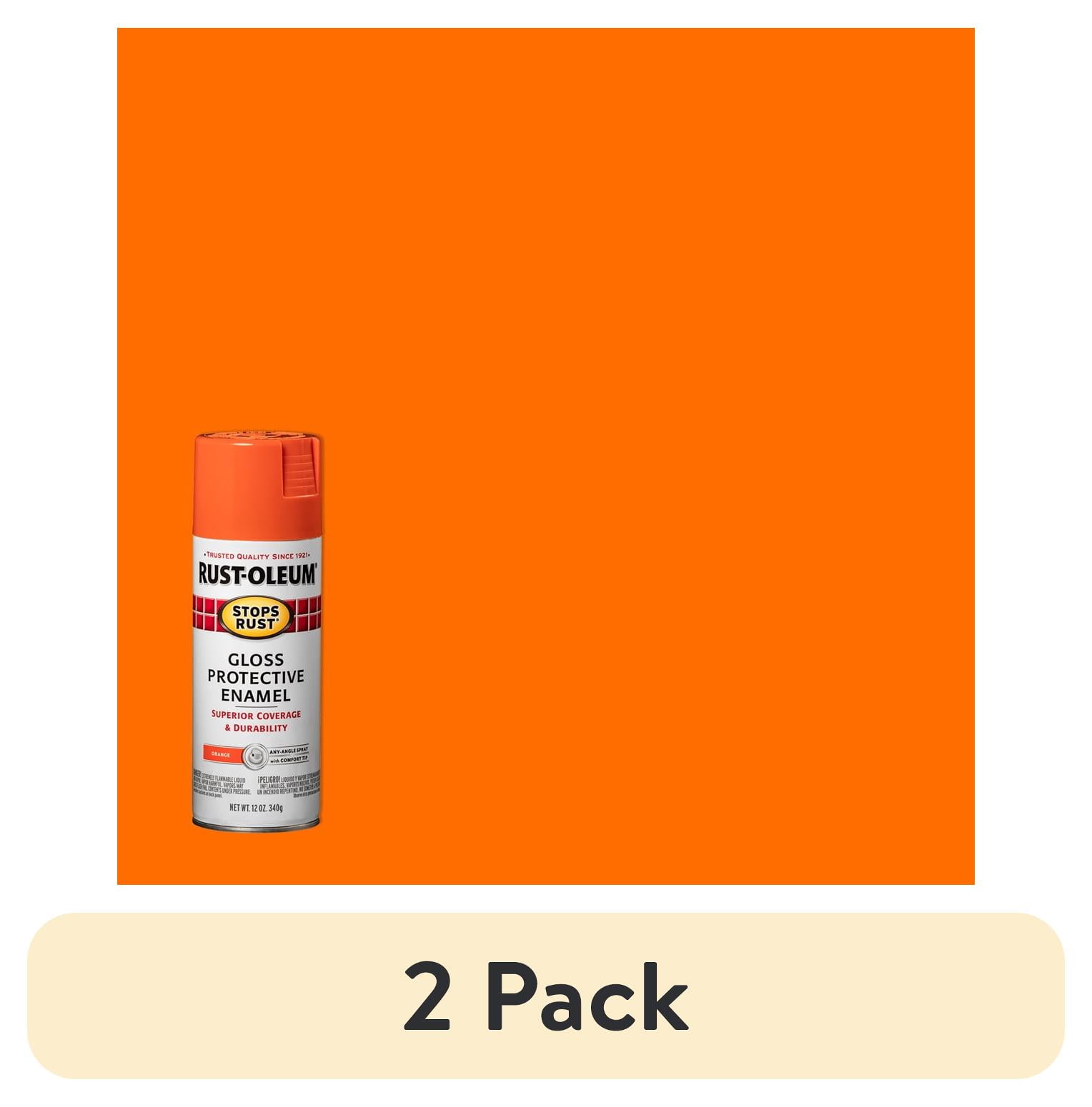 (2 pack) Orange, Rust-Oleum Stops Rust Gloss Protective Enamel Spray ...