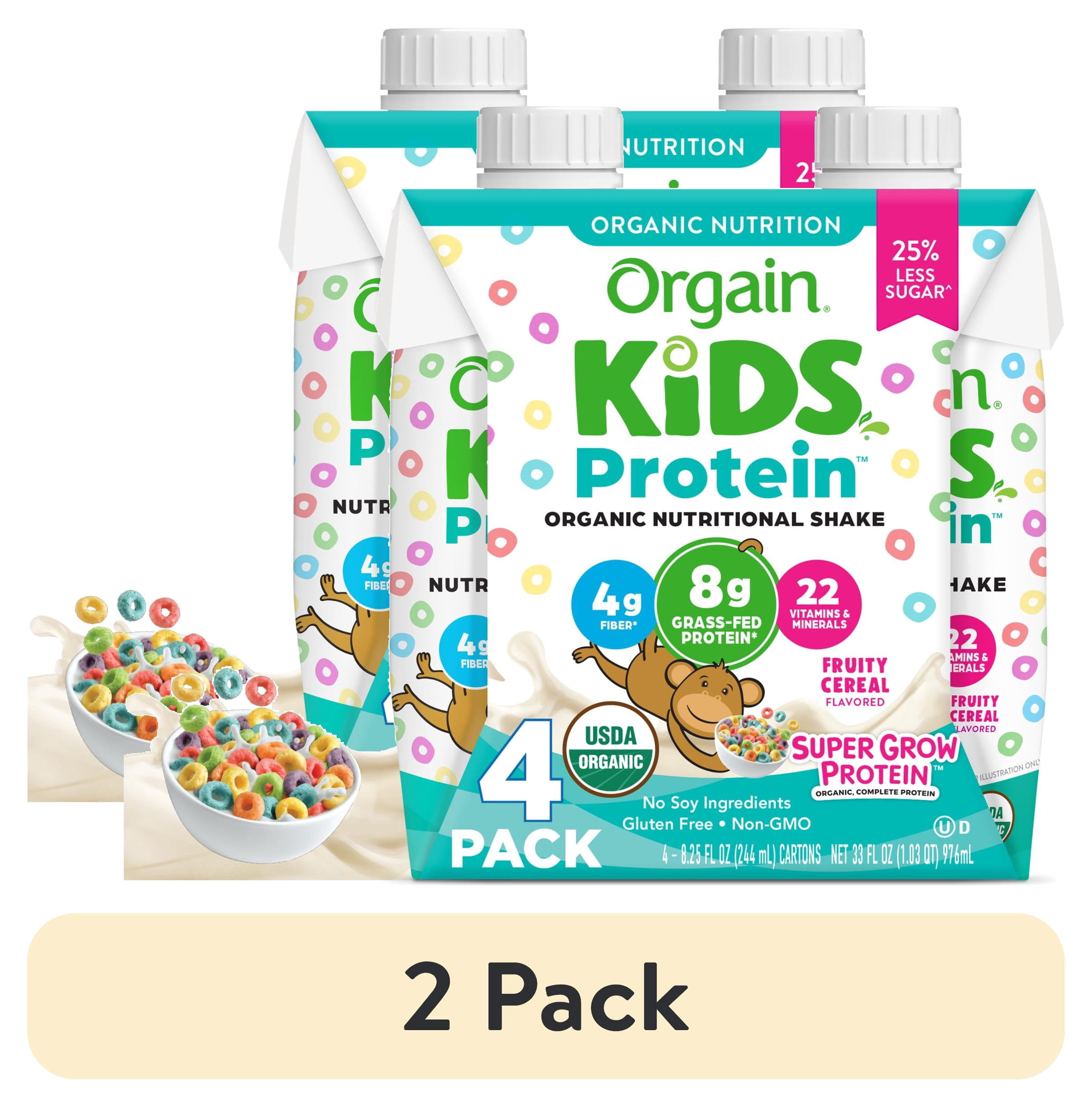 (2 pack) Orgain Organic Kids 8g Protein Nutritional Shake Drink, Fruity ...
