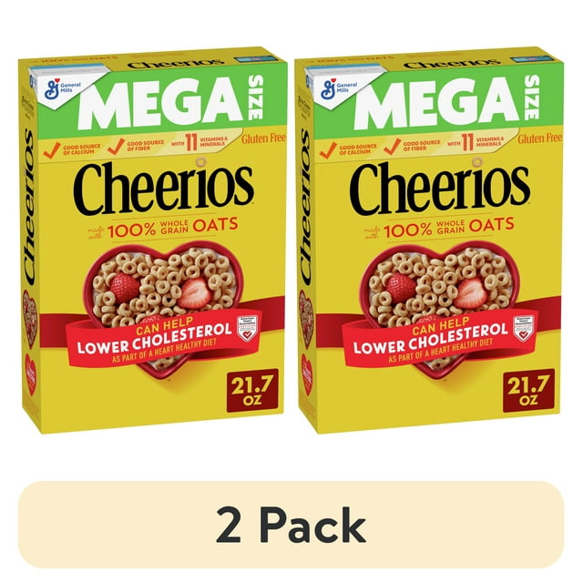 (2 pack) Original Cheerios Heart Healthy Cereal, 21.7 oz Mega Size Cereal Brand Box - Walmart.com