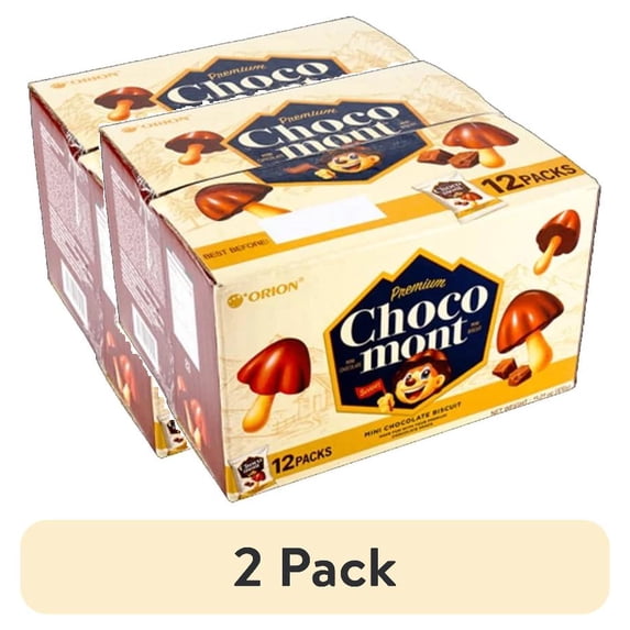 (2 pack) Orion Choco mont (Mushroom Shaped Mini Chocolate Biscuits) 12 ...