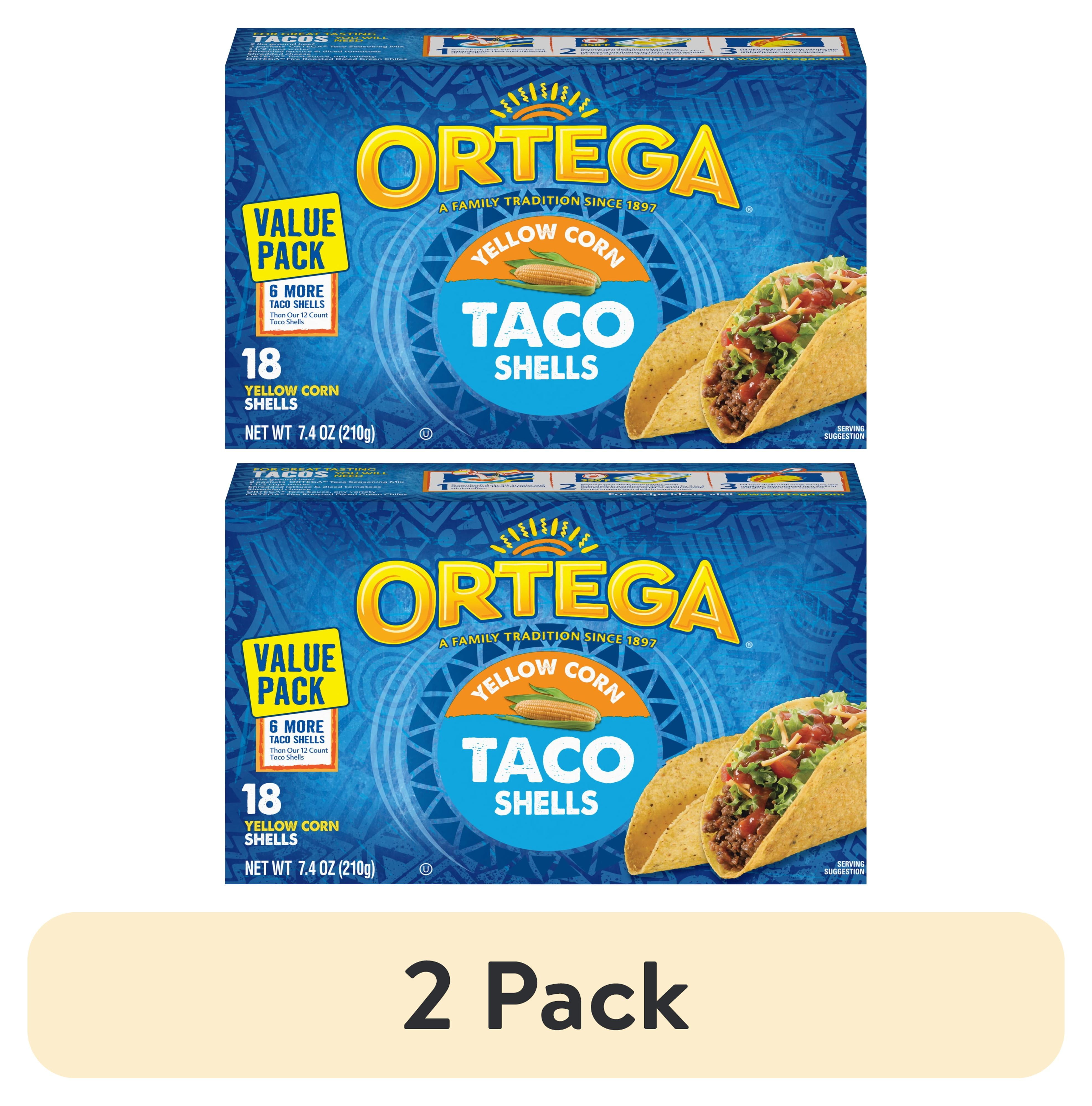 (2 pack) Ortega Yellow Corn Taco Shells Kit, Kosher, 7.4 oz, 18 Count ...