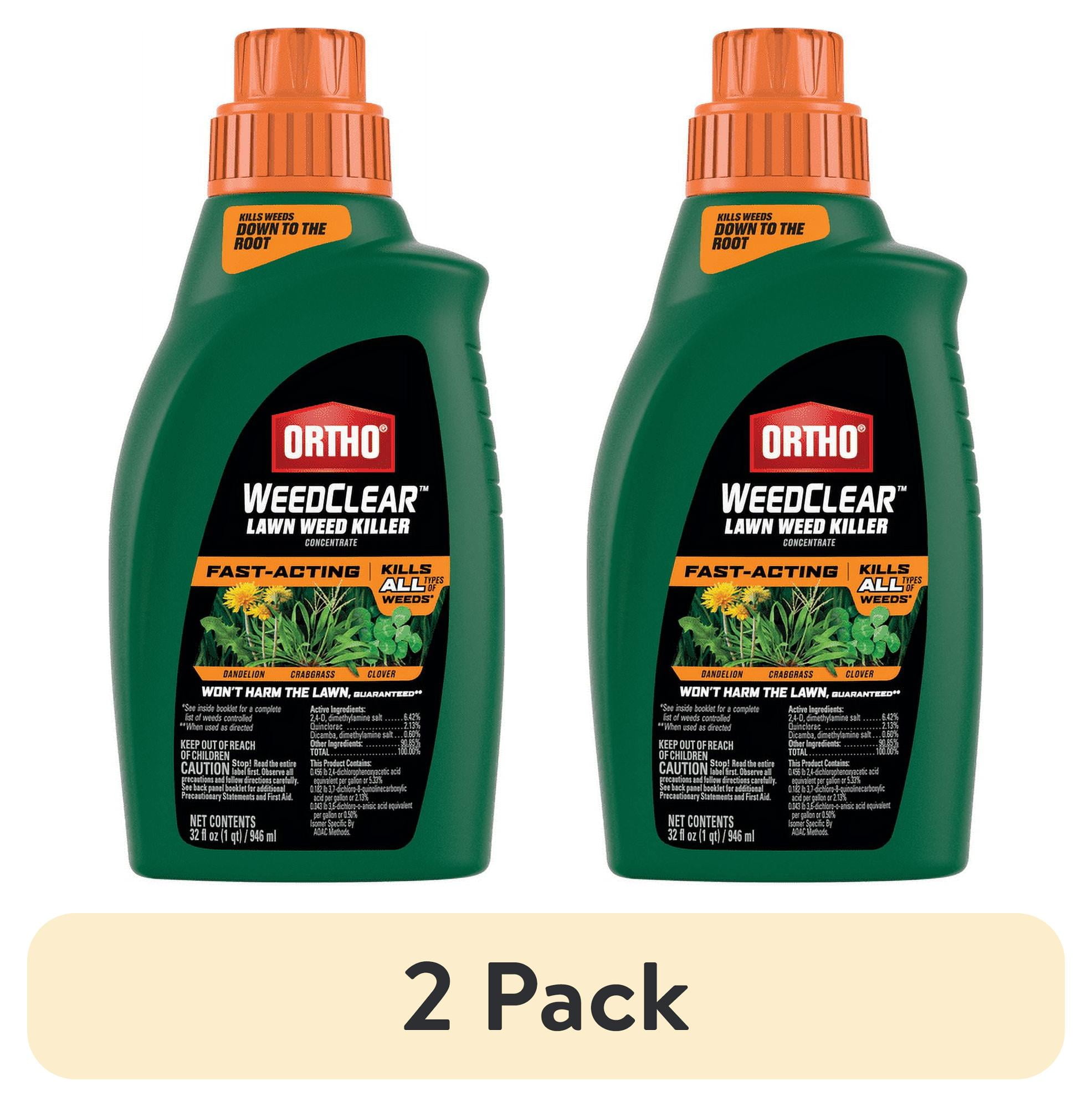 (2 pack) Ortho WeedClear Lawn Weed Killer Concentrate, Kills Crabgrass ...