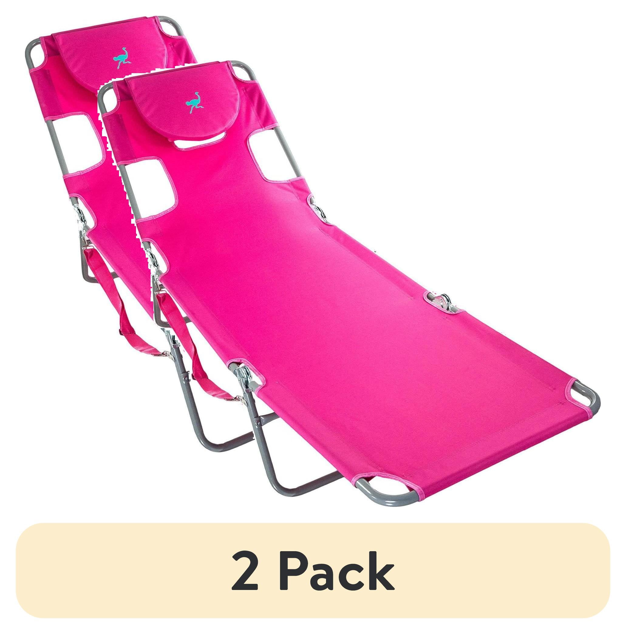(2 pack) Ostrich Chaise Lounge Folding Portable Sunbathing Beach Chair ...