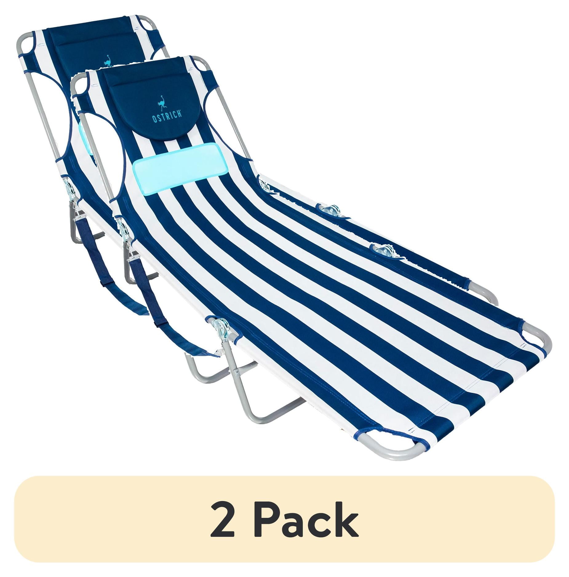 (2 pack) Ostrich Ladies Comfort Lounger Beach Chaise - Navy Striped ...