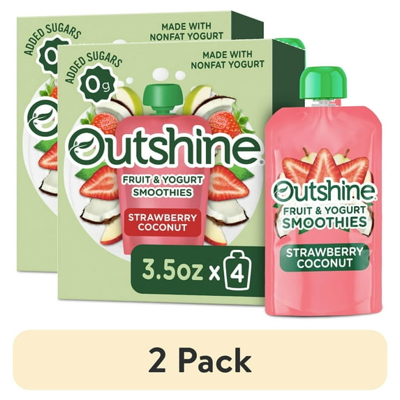 (2 pack) Outshine Fruit and Yogurt On the Go Smoothie Snacks, Strawberry Coconut, 3.5 oz Pouches ...