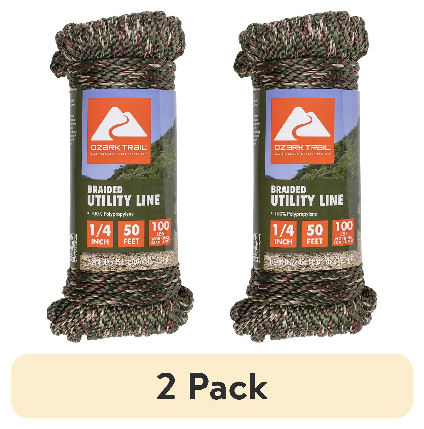(2 pack) Ozark Trail 1/4 in. x 50 ft. Braided Polypropylene Marine and ...