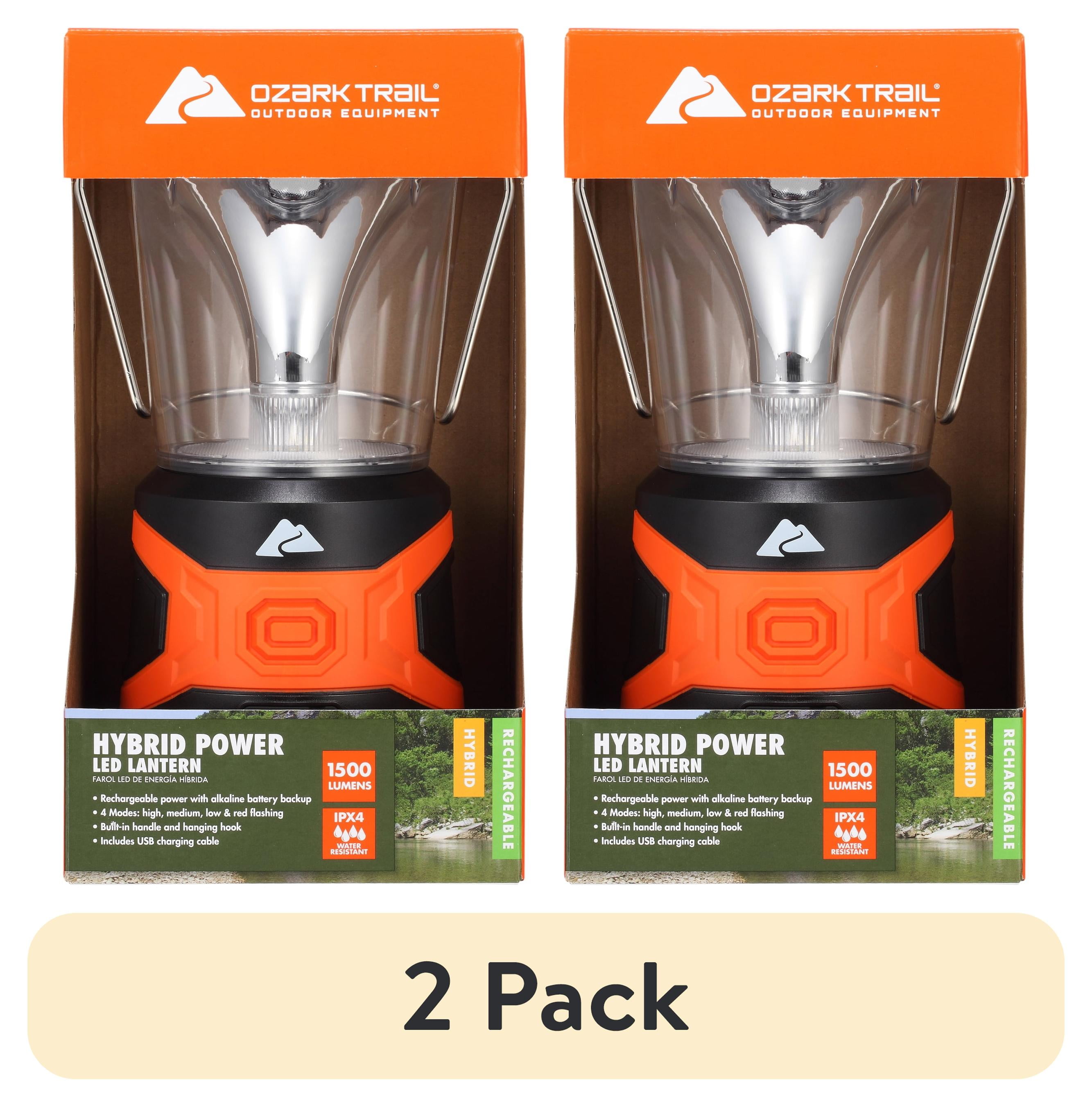 (2 pack) Ozark Trail 1500 Lumens LED Hybrid Power Lantern with ...