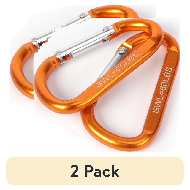 (2 pack) Ozark Trail 2 Pack Spring Loaded D-shaped Aluminum Carabiners ...