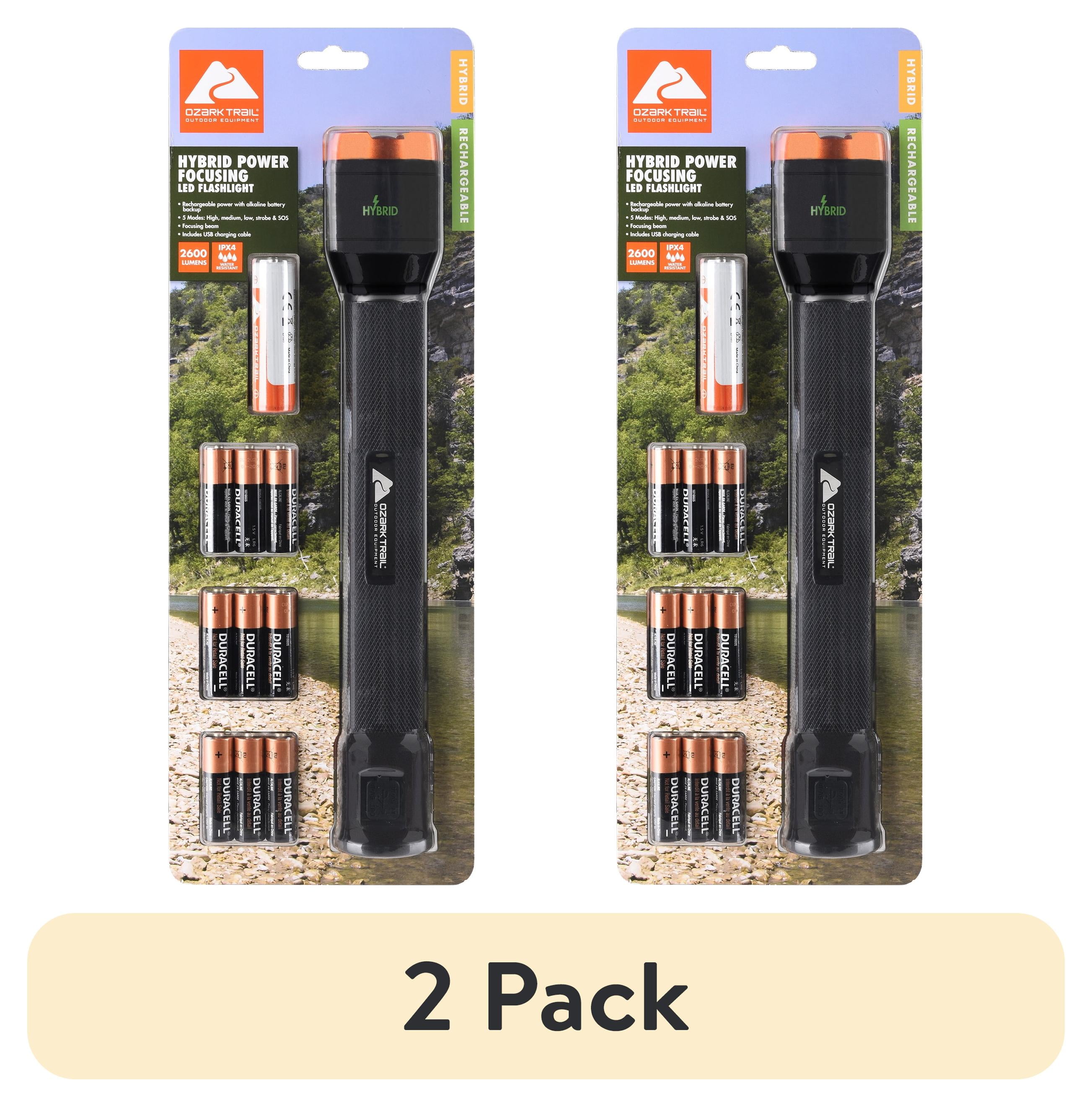 (2 pack) Ozark Trail 2600 Lumen LED Hybrid Power Flashlight with ...