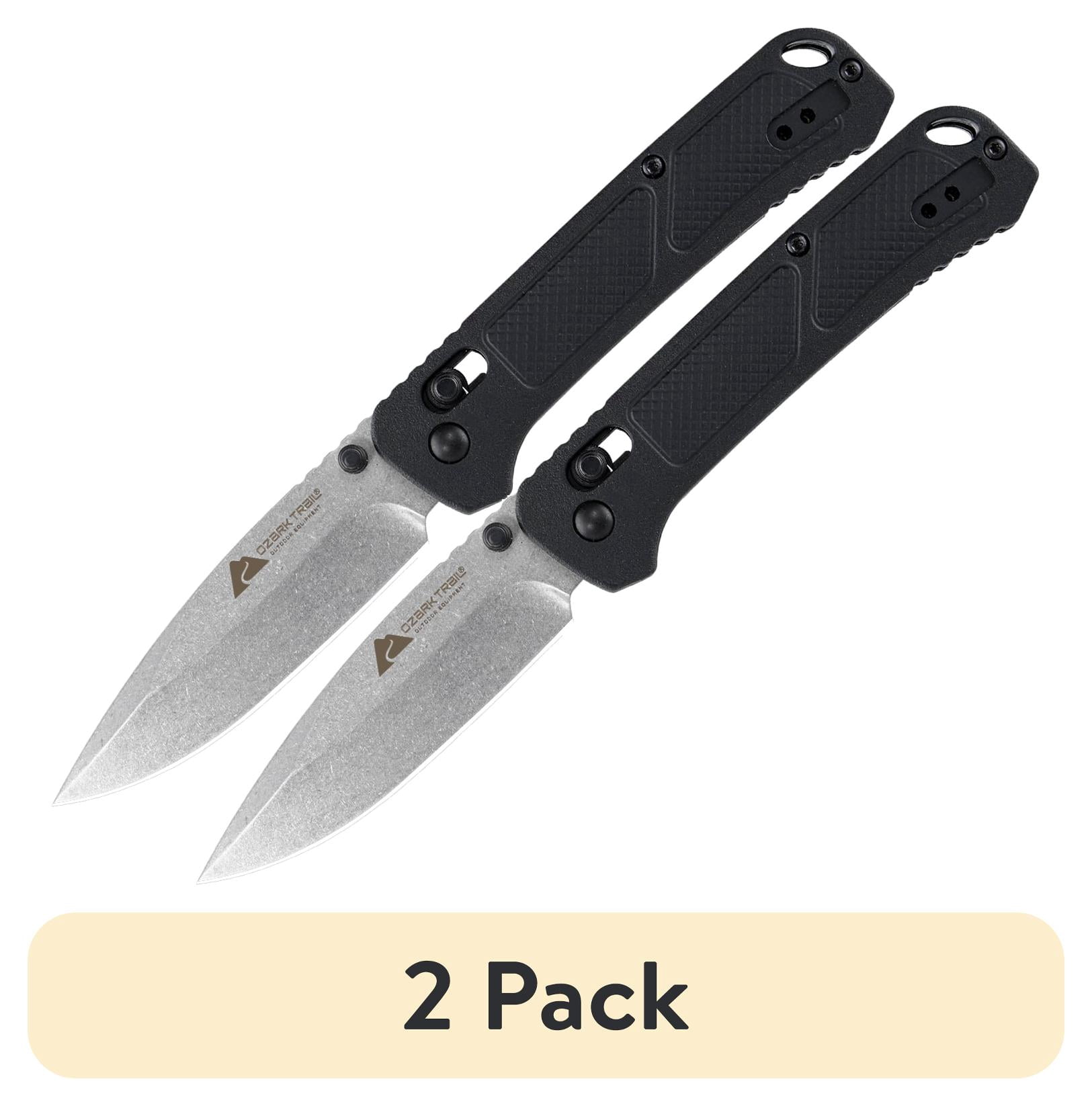 (2 pack) Ozark Trail 7.5 inch Folding Knife,D2 Blade,Black Handle ...