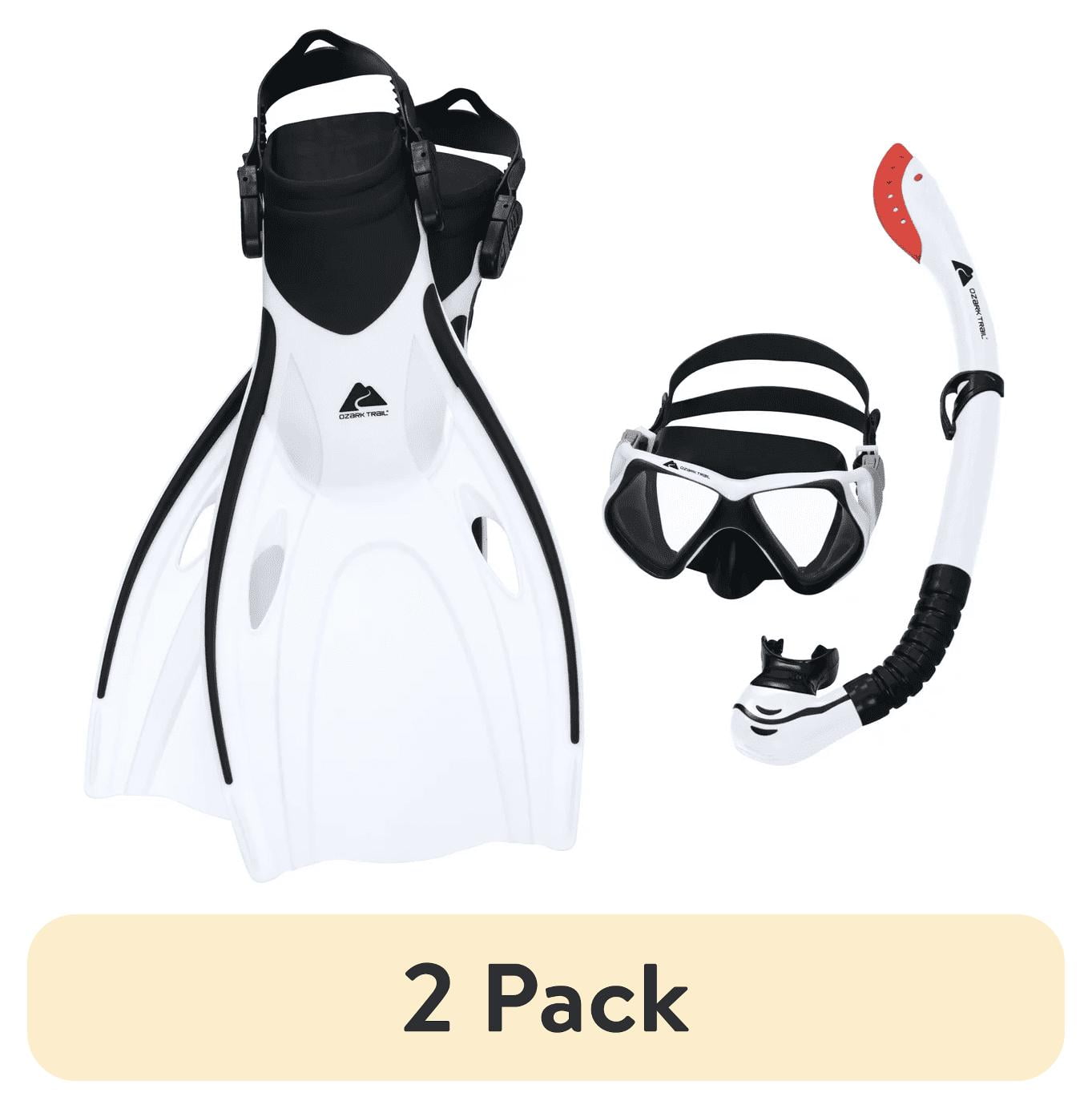 (2 pack) Ozark Trail Adult Plastic Dominator Pro Snorkel Set White S/M ...