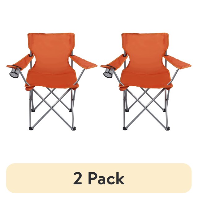 (2 pack) Ozark Trail Folding Camp Chair with Cup Holder – Lightweight, Portable Outdoor Chair ...