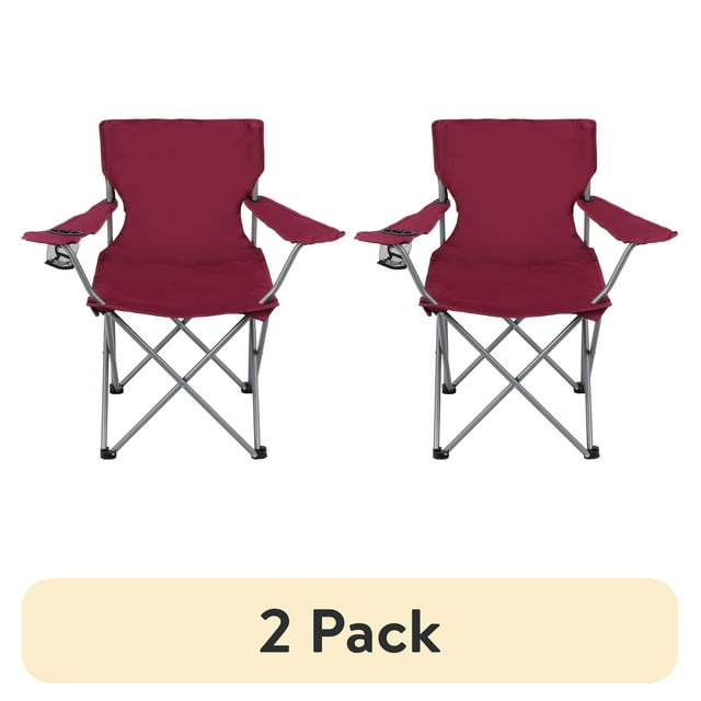 (2 pack) Ozark Trail Basic Quad Folding Camp Chair with Cup Holder ...
