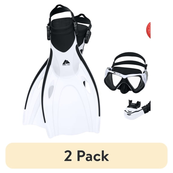 (2 pack) Ozark Trail Dominator Pro Adult 14+ Snorkel Set with Fins L/XL ...