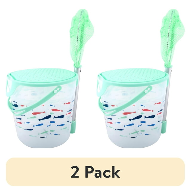 (2 pack) Ozark Trail Kids 3.5 Quart Net and Bucket Kit, Green, Bait ...