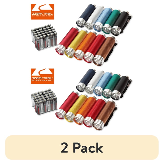 (2 pack) Ozark Trail LED Flashlights 10-Pack 50 Lumens Multicolor ...