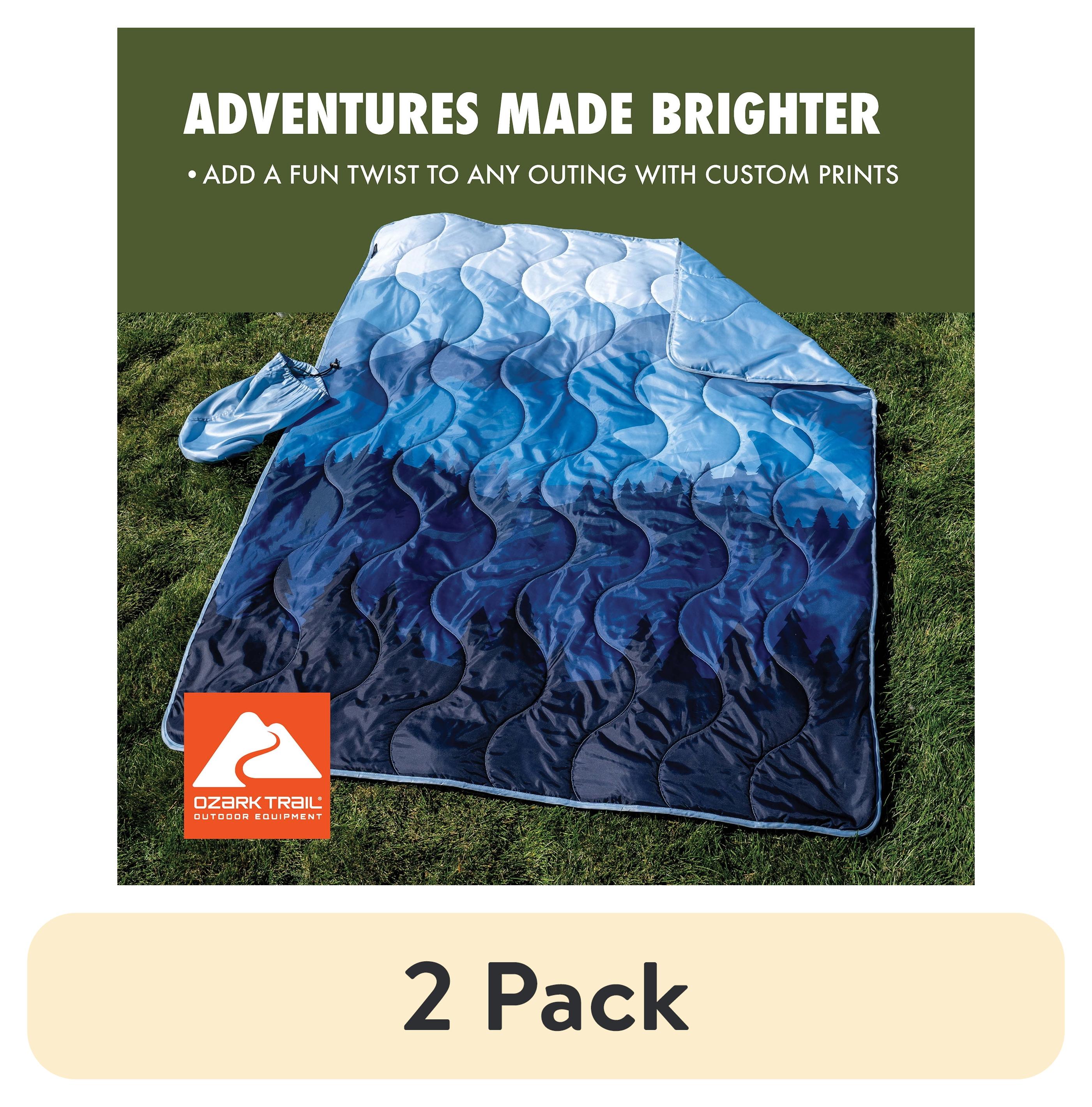 (2 pack) Ozark Trail Packable Blanket, 70" x 60" in Blue Mountain Scene ...