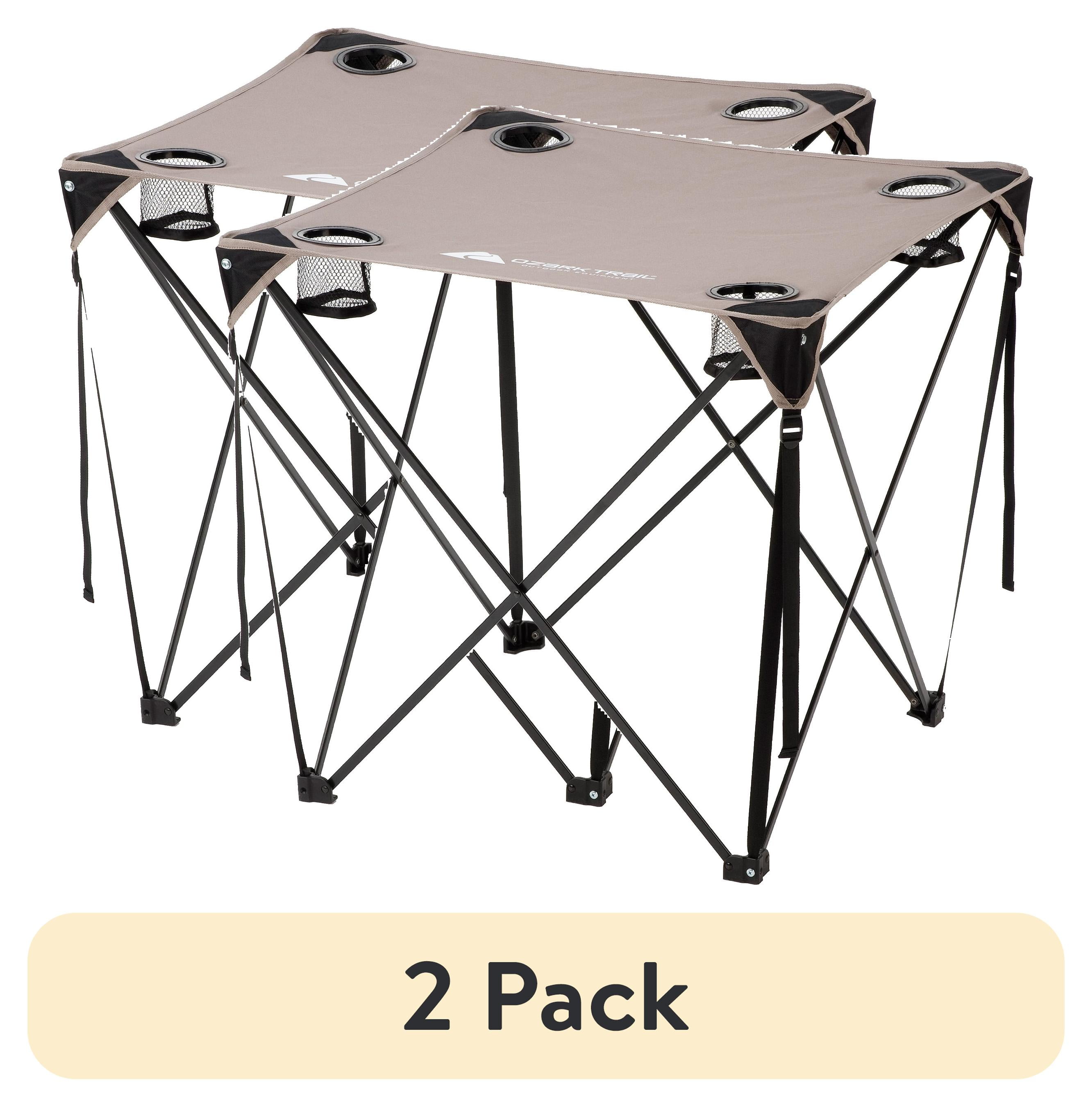 (2 pack) Ozark Trail Quad Folding Camp Table With Cup Holders - Gray ...