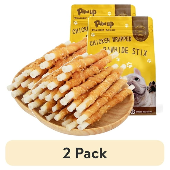 (2 pack) PAWUP Chicken Wrapped Rawhide Sticks, Dog Treats for All Dogs ...