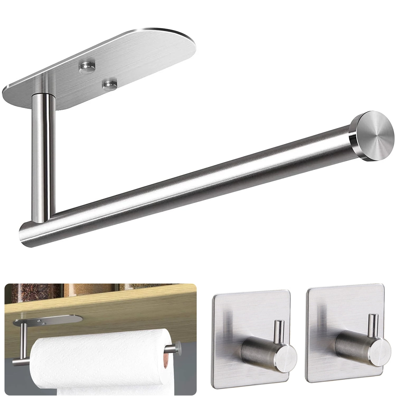 (2 pack) PHANCIR Paper Towel Holders with 2 Pack Adhesive Hooks, Wall ...