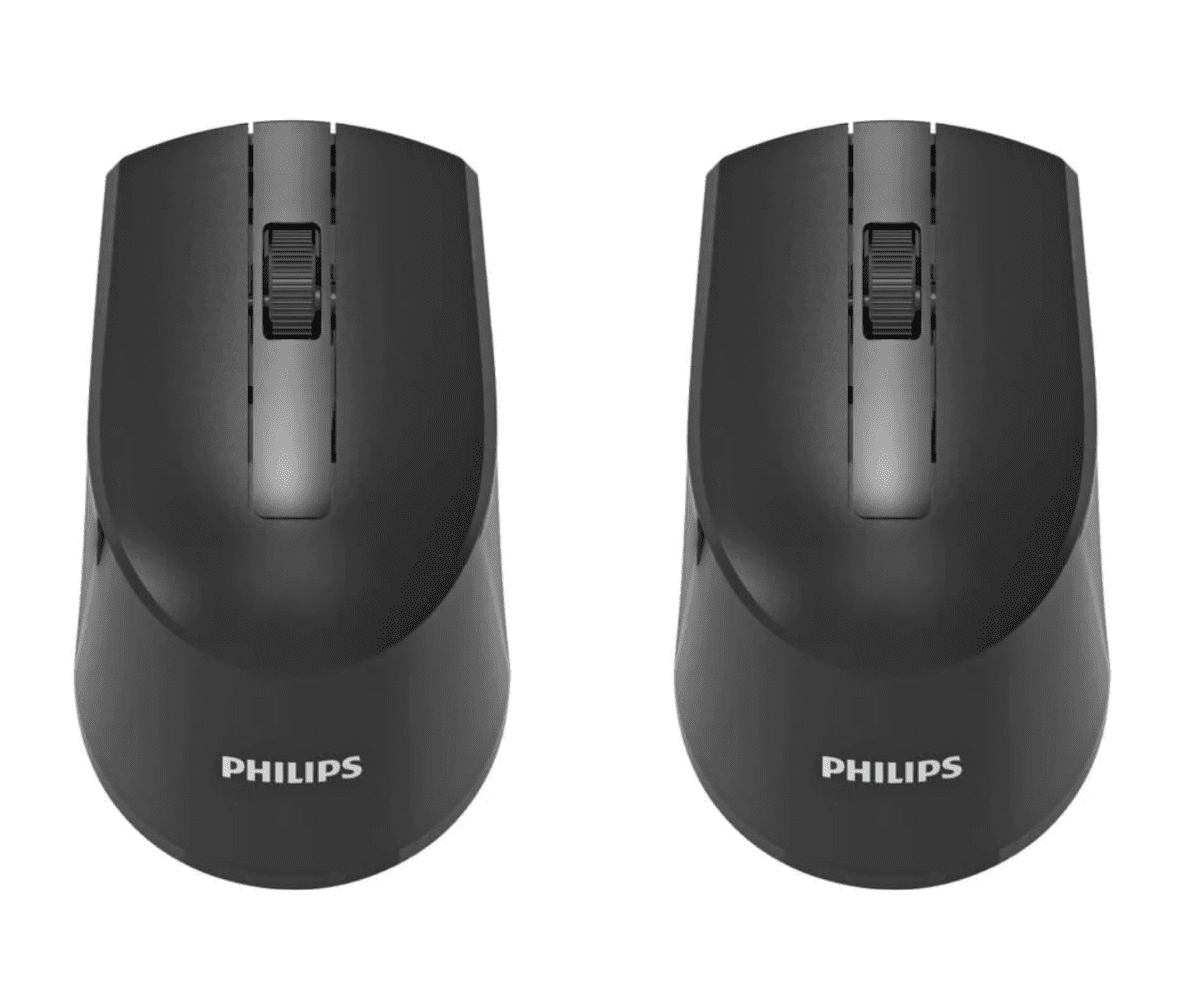 (2 pack) PHILIPS Wireless Mouse 3-Button Ergonomic Optical Mouse 1600 ...