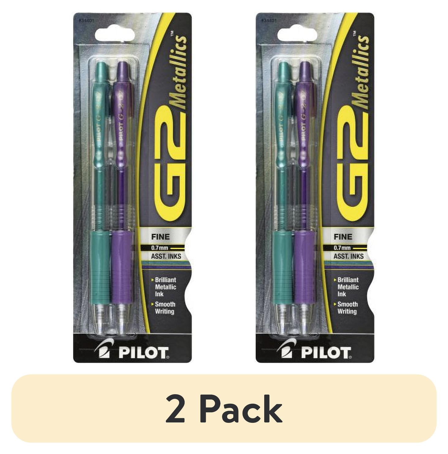 (2 pack) PILOT G2 Metallics Refillable & Retractable Rolling Ball Gel ...