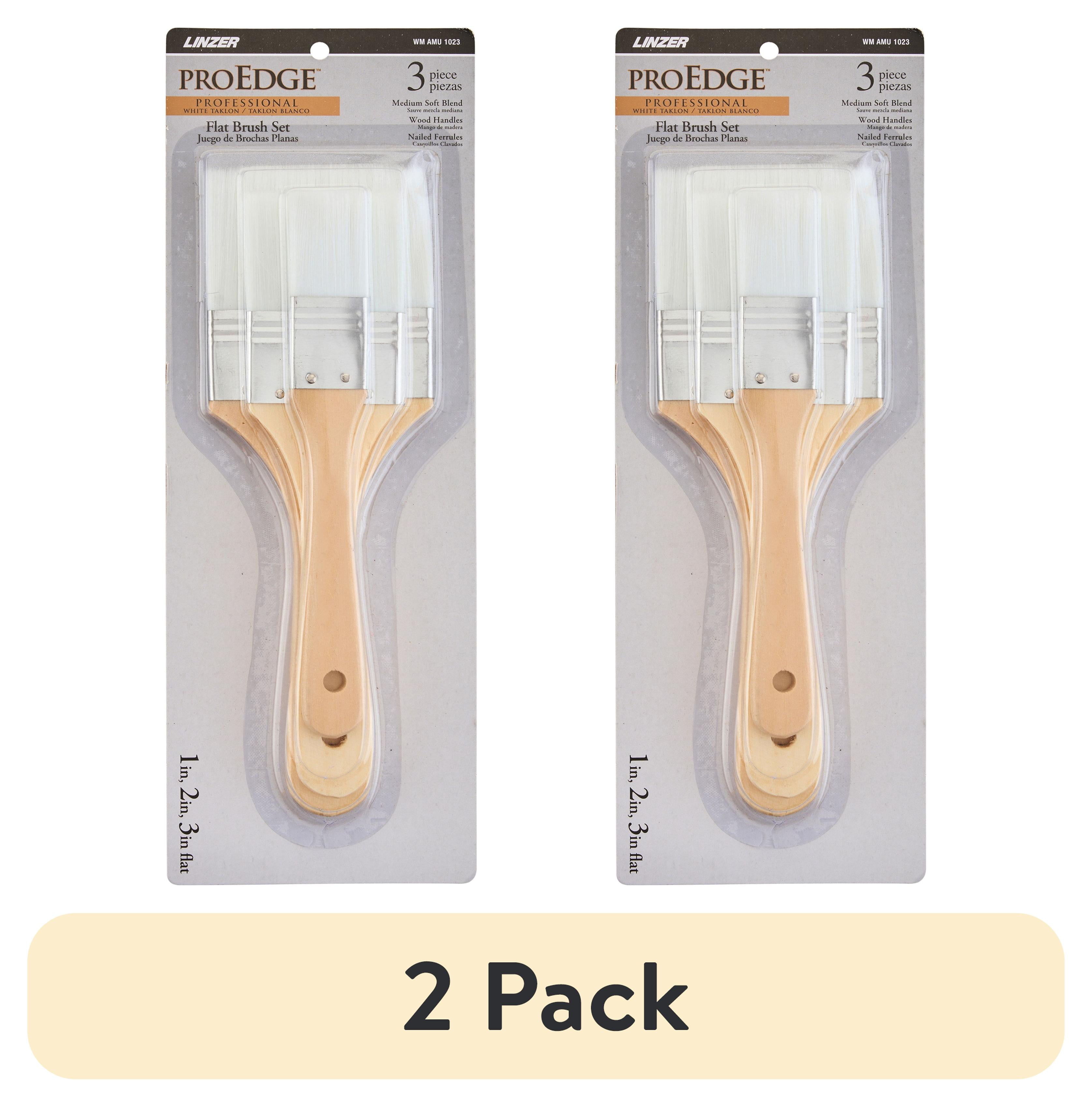 (2 pack) PRO EDGE by Linzer 3-Piece Taklon Flat Paint Brush Set ...