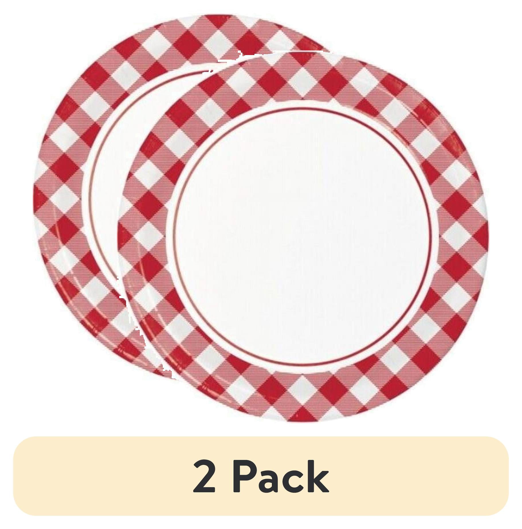 (2 pack) PTYC 349599 9 in. Classic Gingham Dinner Paper Plate, Red & White - Walmart.com