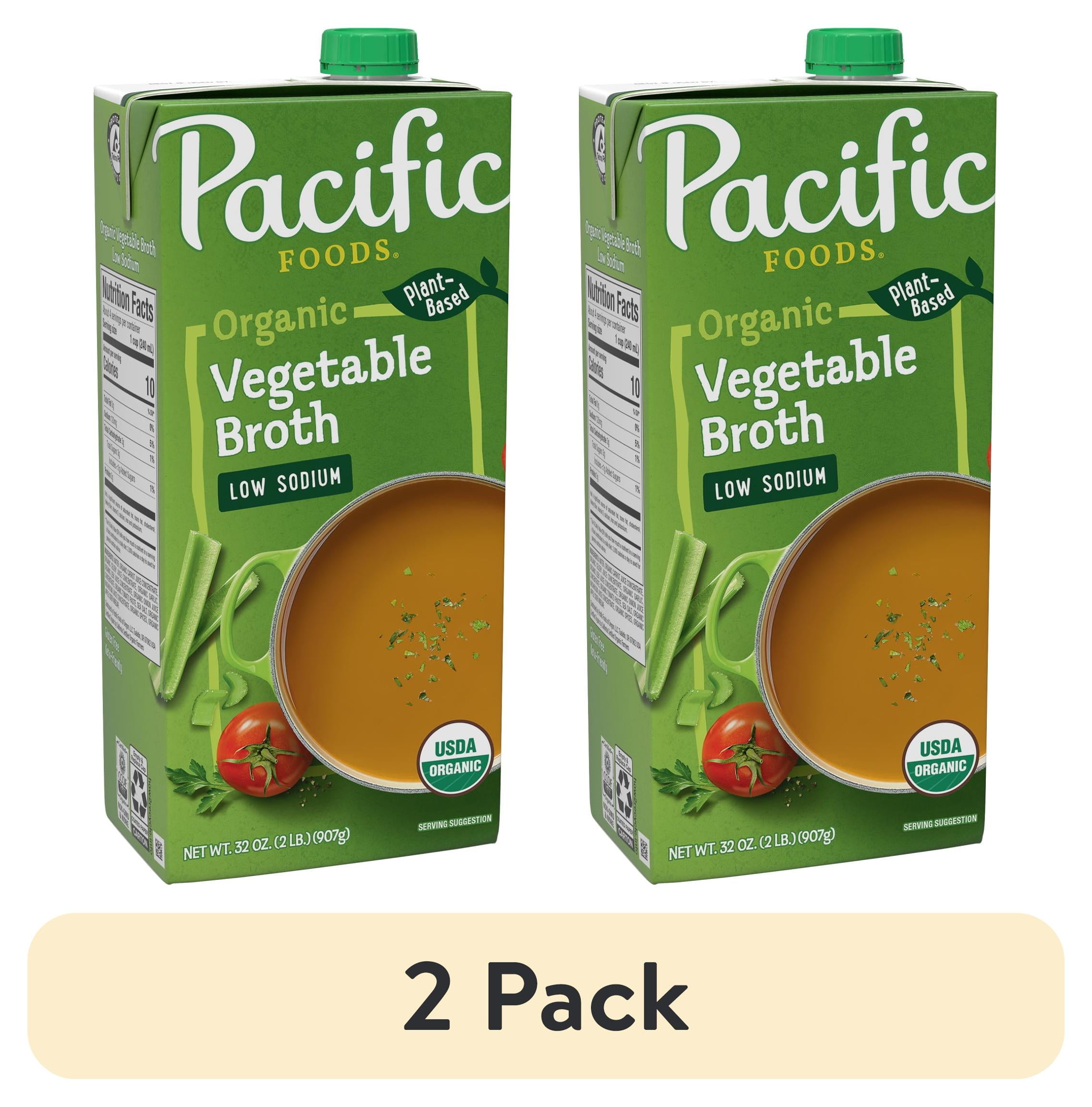 (2 pack) Pacific Foods Low Sodium Organic Vegetable Broth, 32 oz Carton ...
