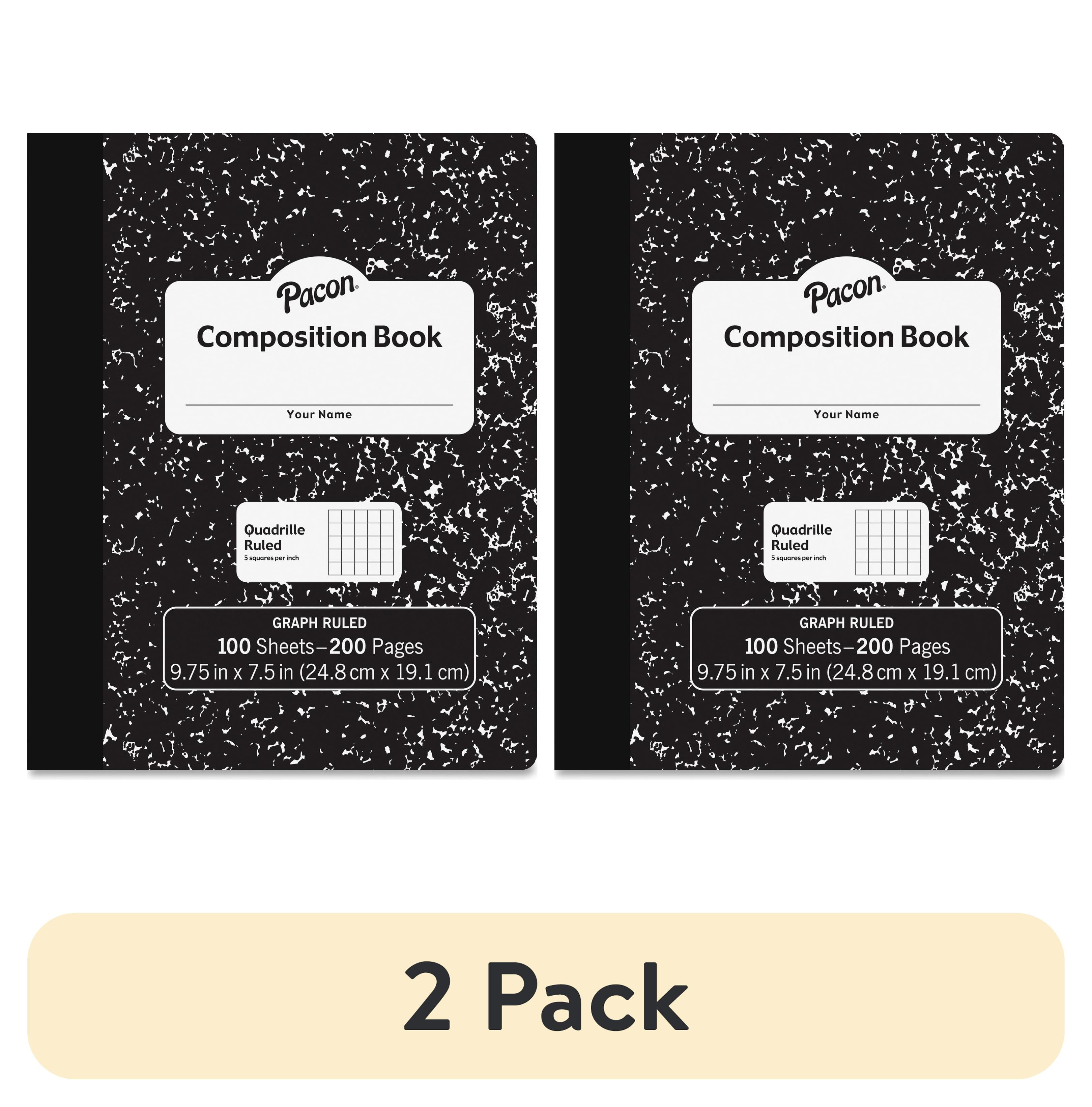 (2 pack) Pacon Composition Book 100 Sheets - 200 Pages - Quad Ruled - 0 ...