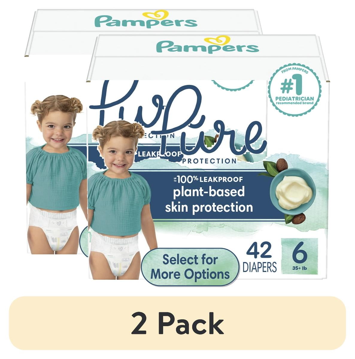 (2 pack) Pampers Pure Baby Diapers Size 6, 42 Count (Select for More ...
