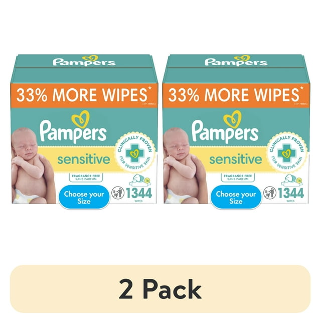 (2 pack) Pampers Sensitive Baby Wipes Unscented, 16 Pack, 1344 Total ...