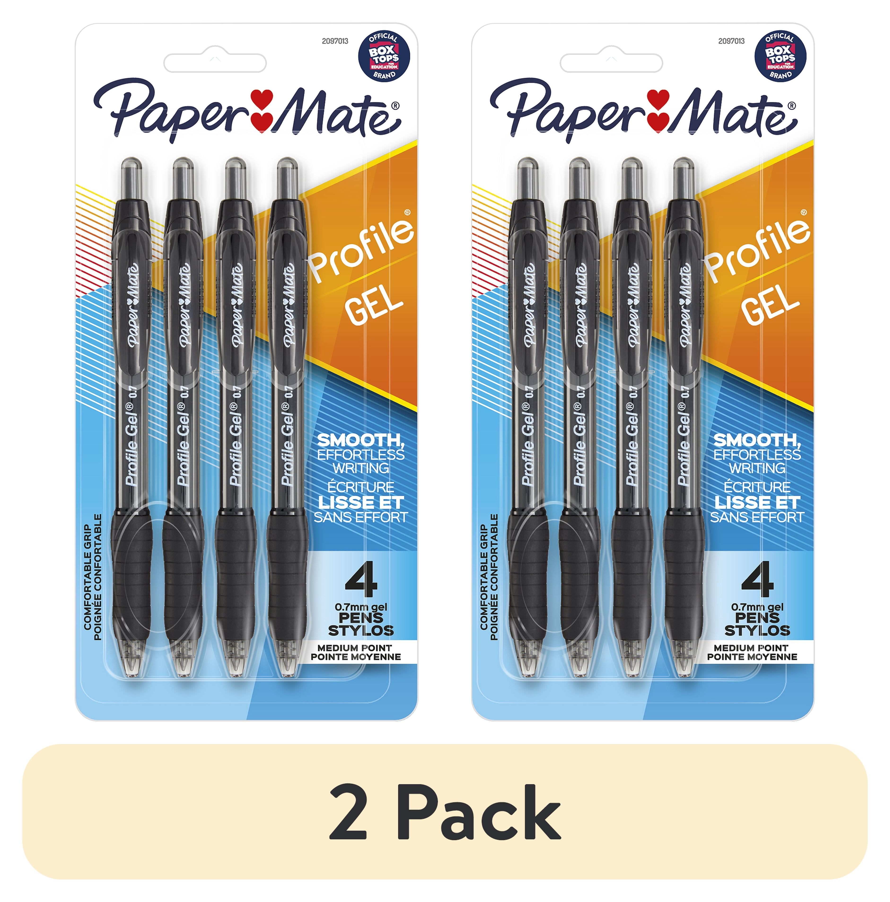 (2 pack) Paper Mate Profile Retractable Gel Pens, 0.7 mm, Black, 4 ...