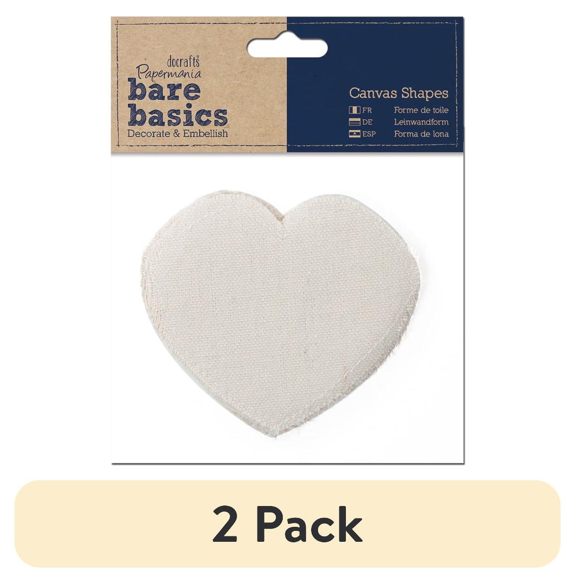 (2 pack) Papermania Bare Basics Canvas Shapes 6/Pkg-Hearts 3.5"X3.75 ...