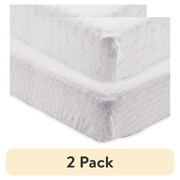(2 pack) Parent's Choice 100% Cotton Fitted Crib Sheets for Baby Girls ...