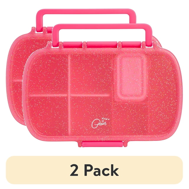 (2 pack) Paris Hilton Plastic Bento Box, Glitter Infused Lid ...