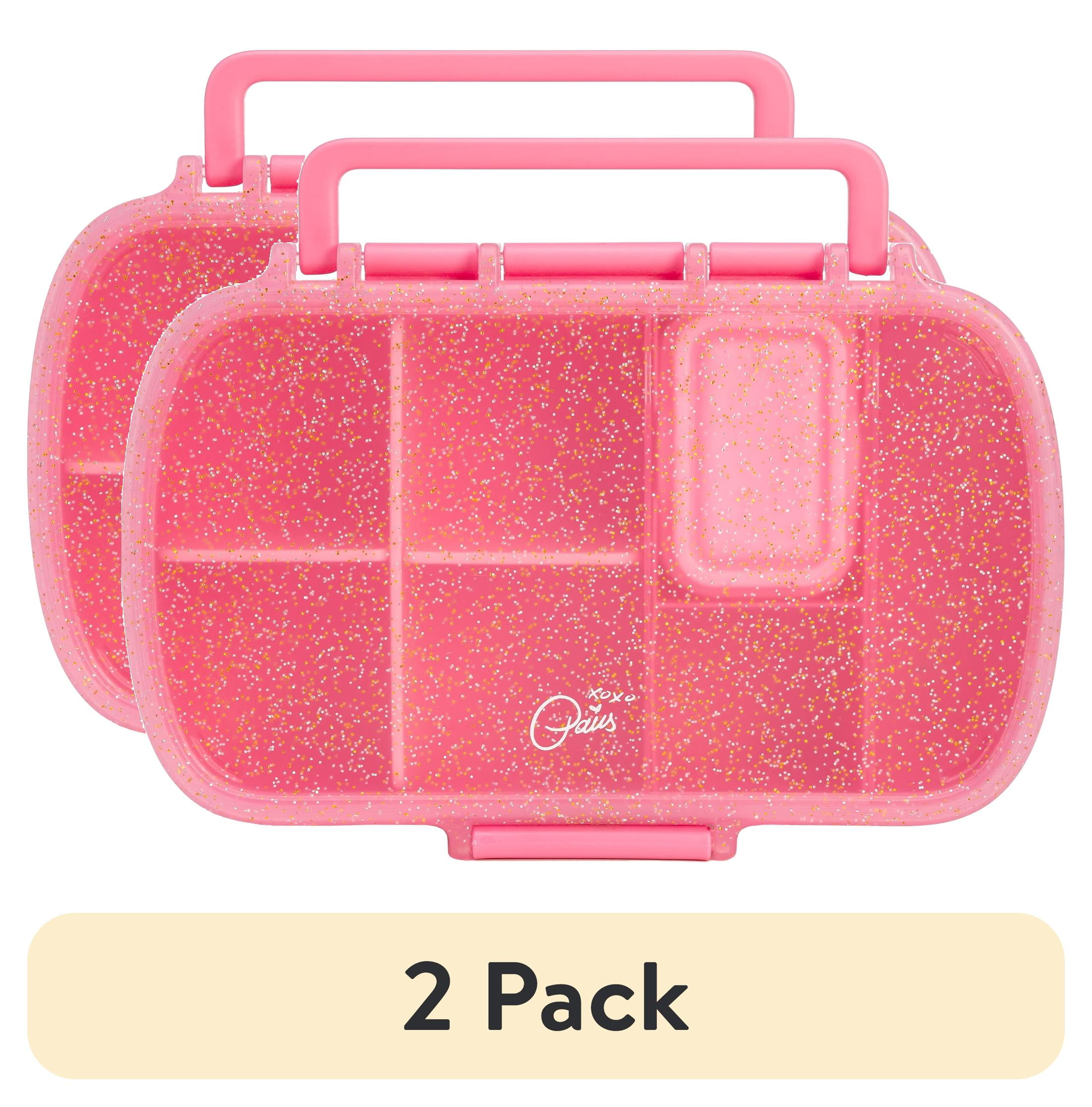 (2 pack) Paris Hilton Plastic Bento Box, Glitter Infused Lid ...