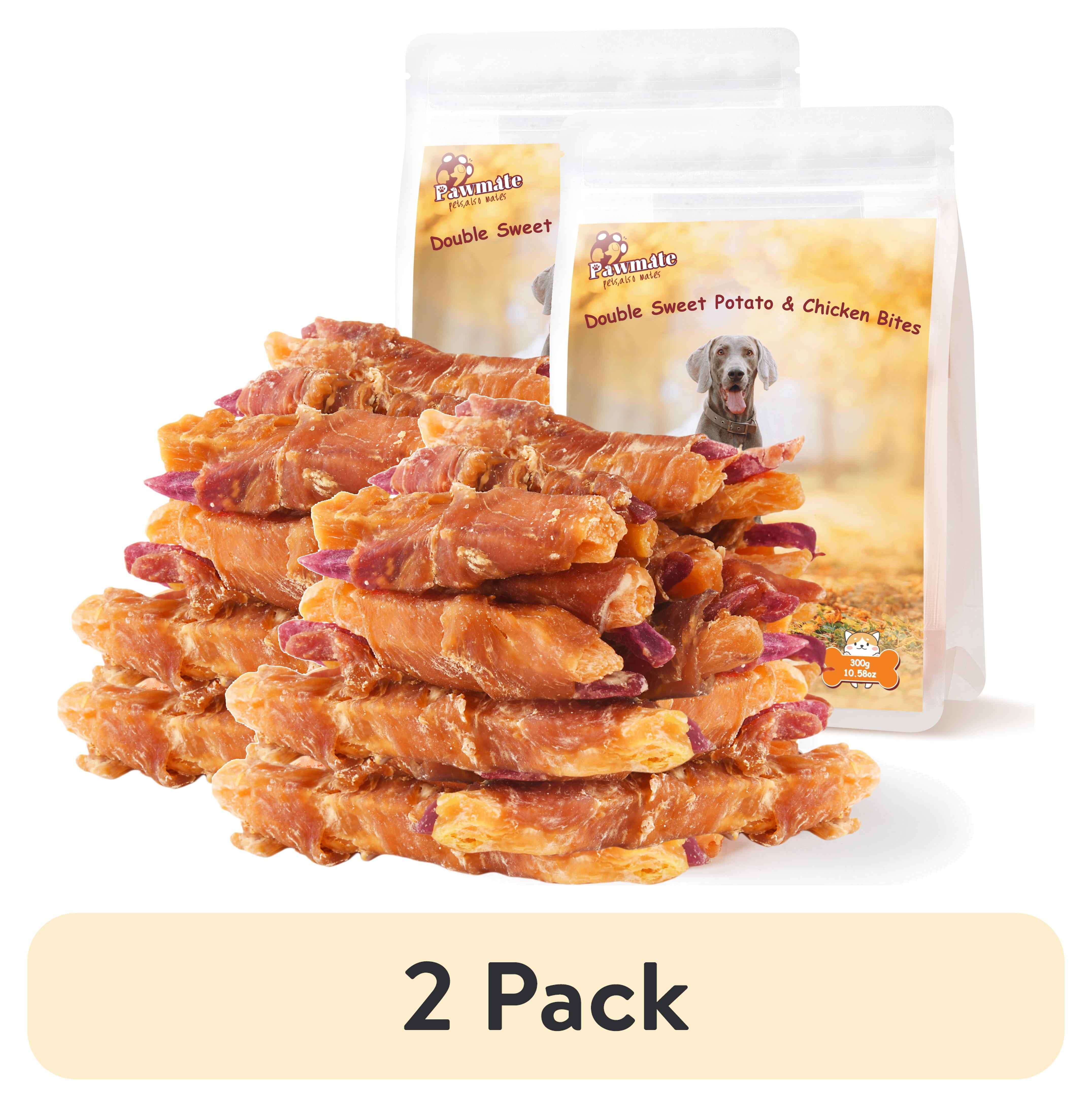 (2 pack) Pawmate Chicken & Double Sweet Potato Dog Treats, Healthy ...