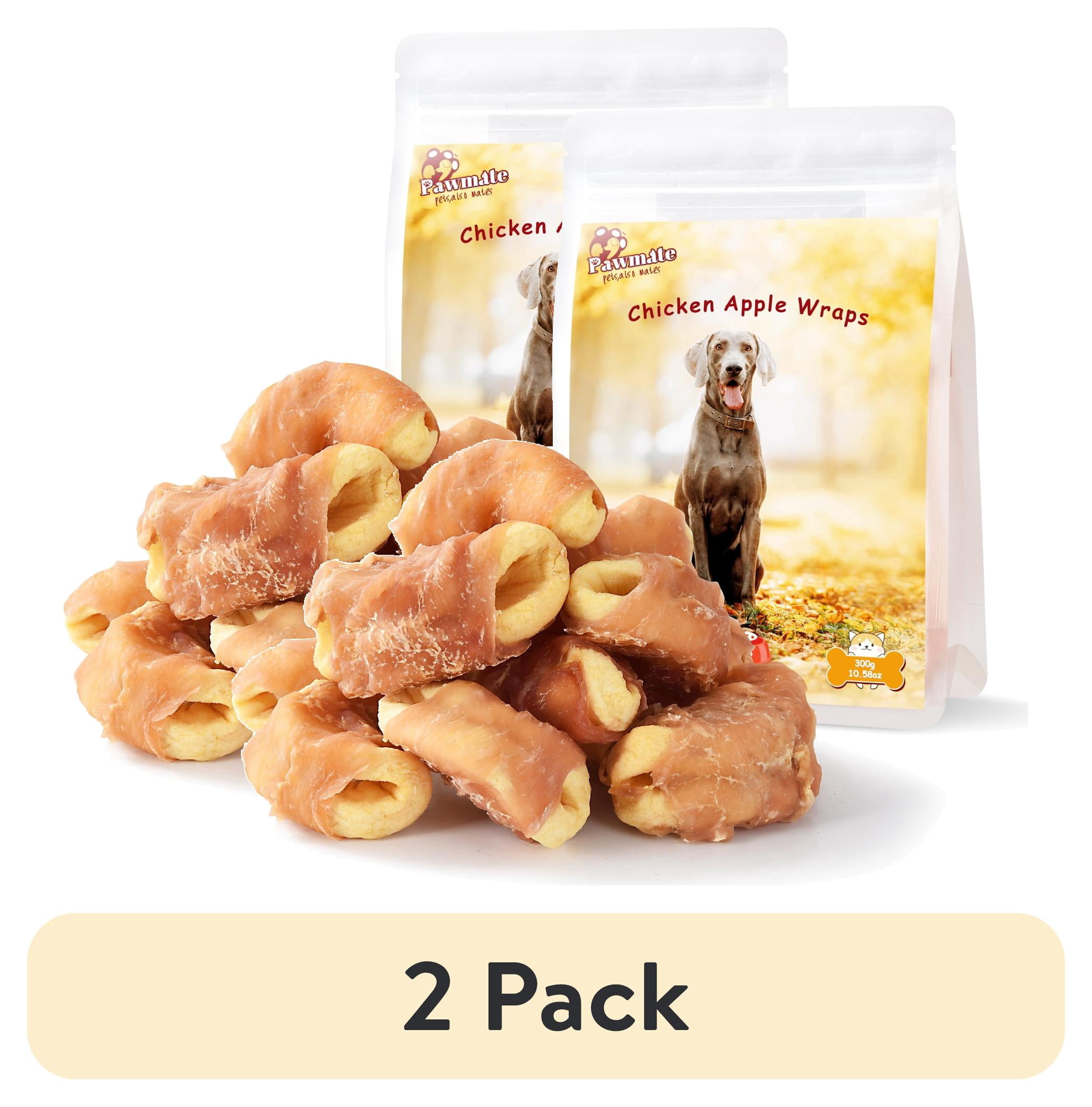 (2 pack) Pawmate Chicken Jerky Wrapped Apple Dog Treats, Promote ...