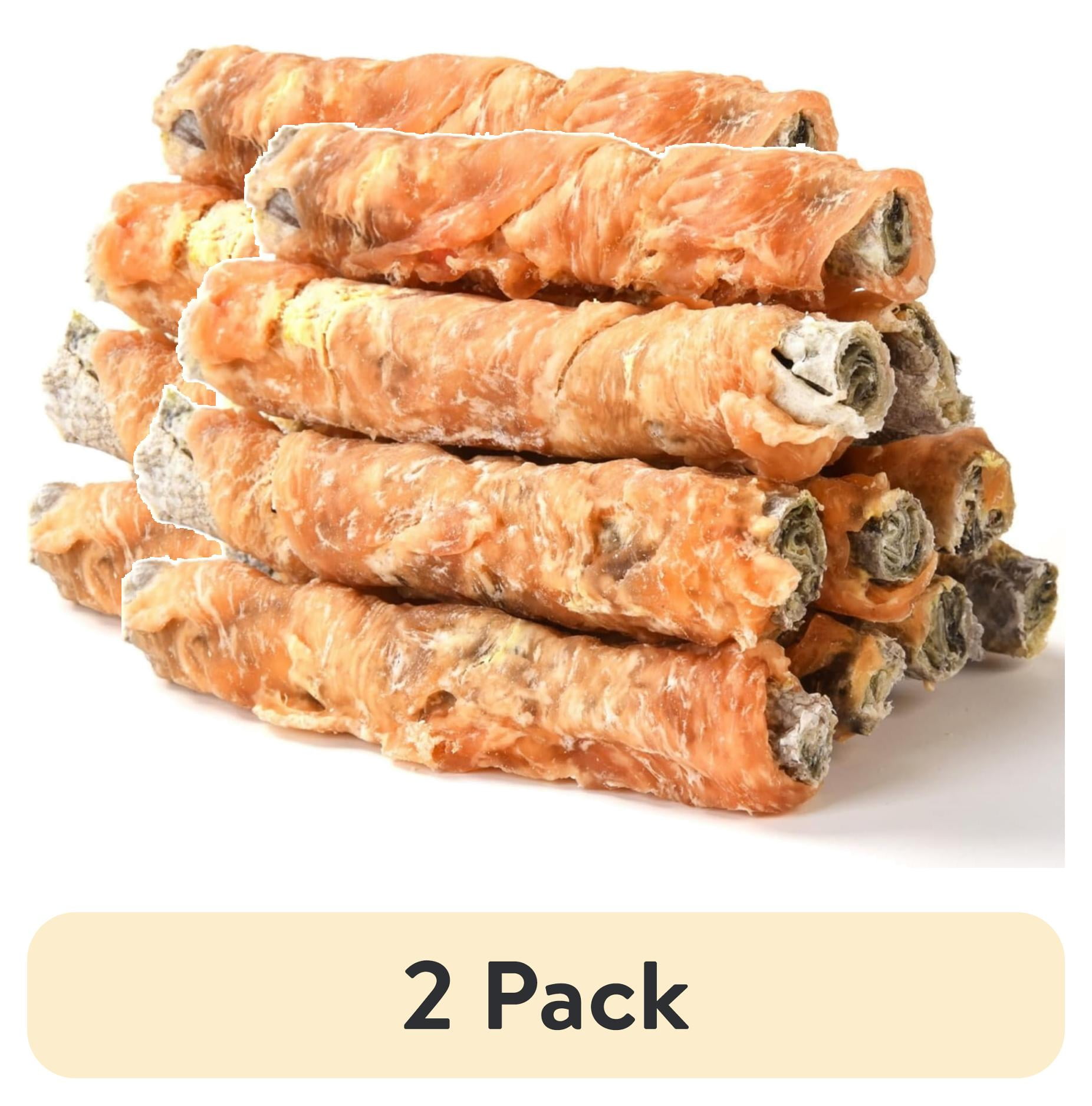 (2 pack) Pawmate Chicken Wrapped Cod Fish Skin Stick Dog Treats, Omega3 ...