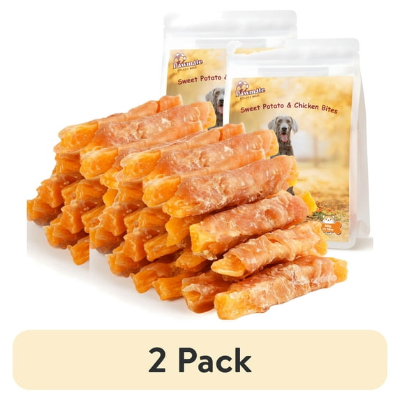 (2 pack) Pawmate Sweet Potato Dog Treats, Chicken Jerky & Sweet Potato ...