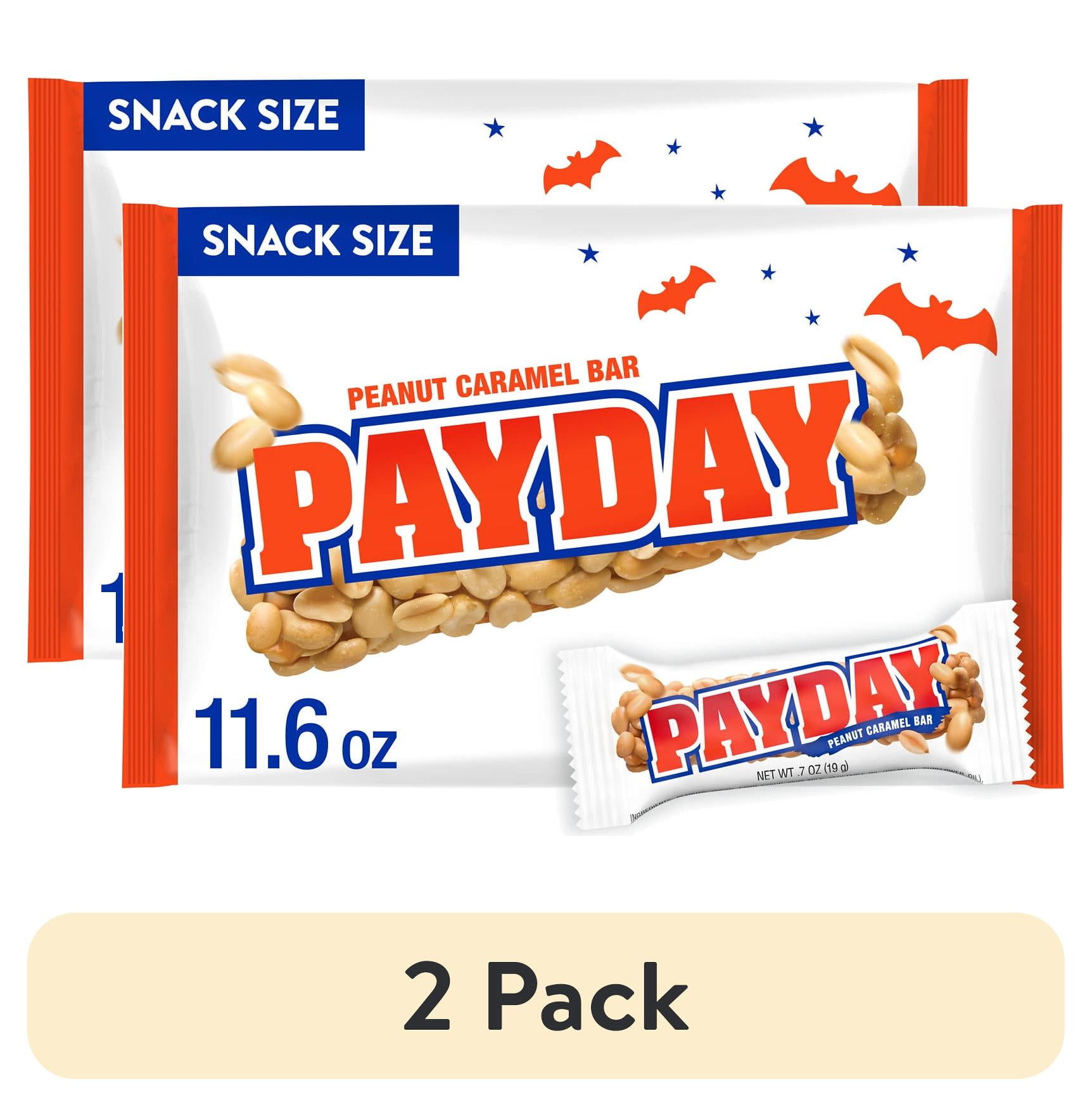 (2 pack) Payday Peanut Caramel Snack Size Halloween Candy, Bag 11.6 oz ...