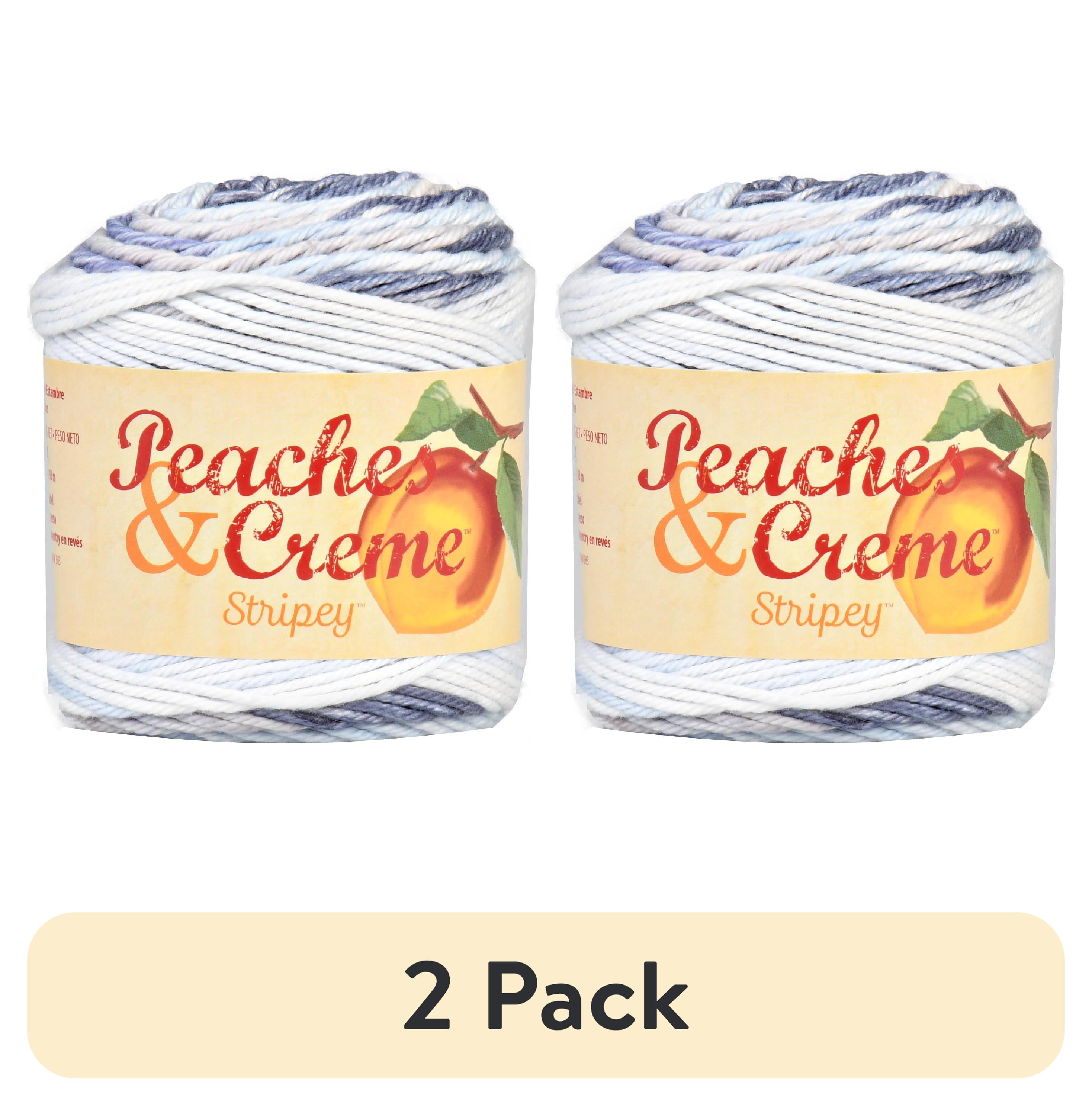 (2 pack) Peaches & Creme Stripey 4 Medium Cotton Yarn, Denim 2oz/56.7g ...