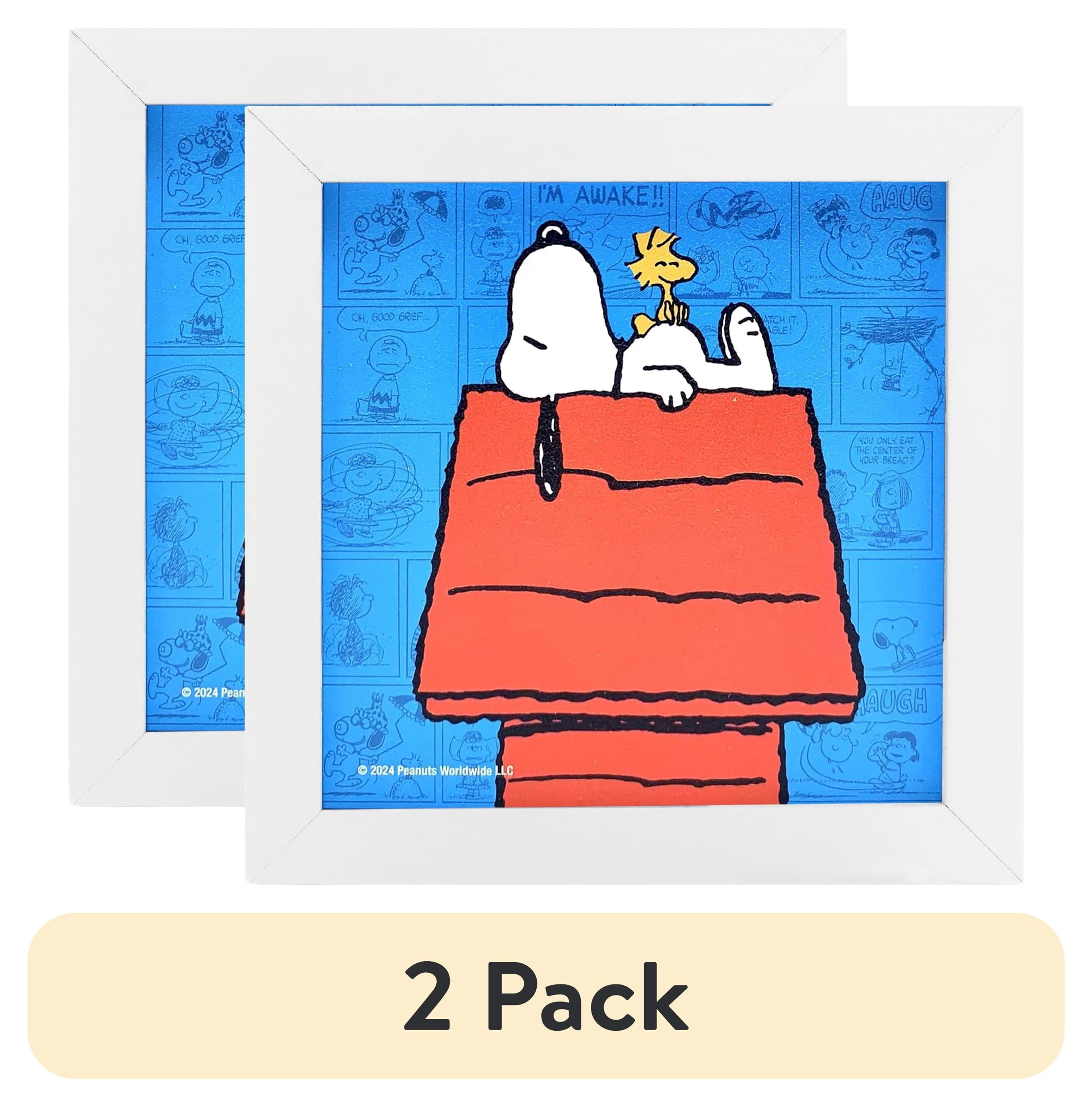 (2 pack) Silver Buffalo Peanuts Snoopy Woodstock Panels Gel Coat 6" x 6 ...