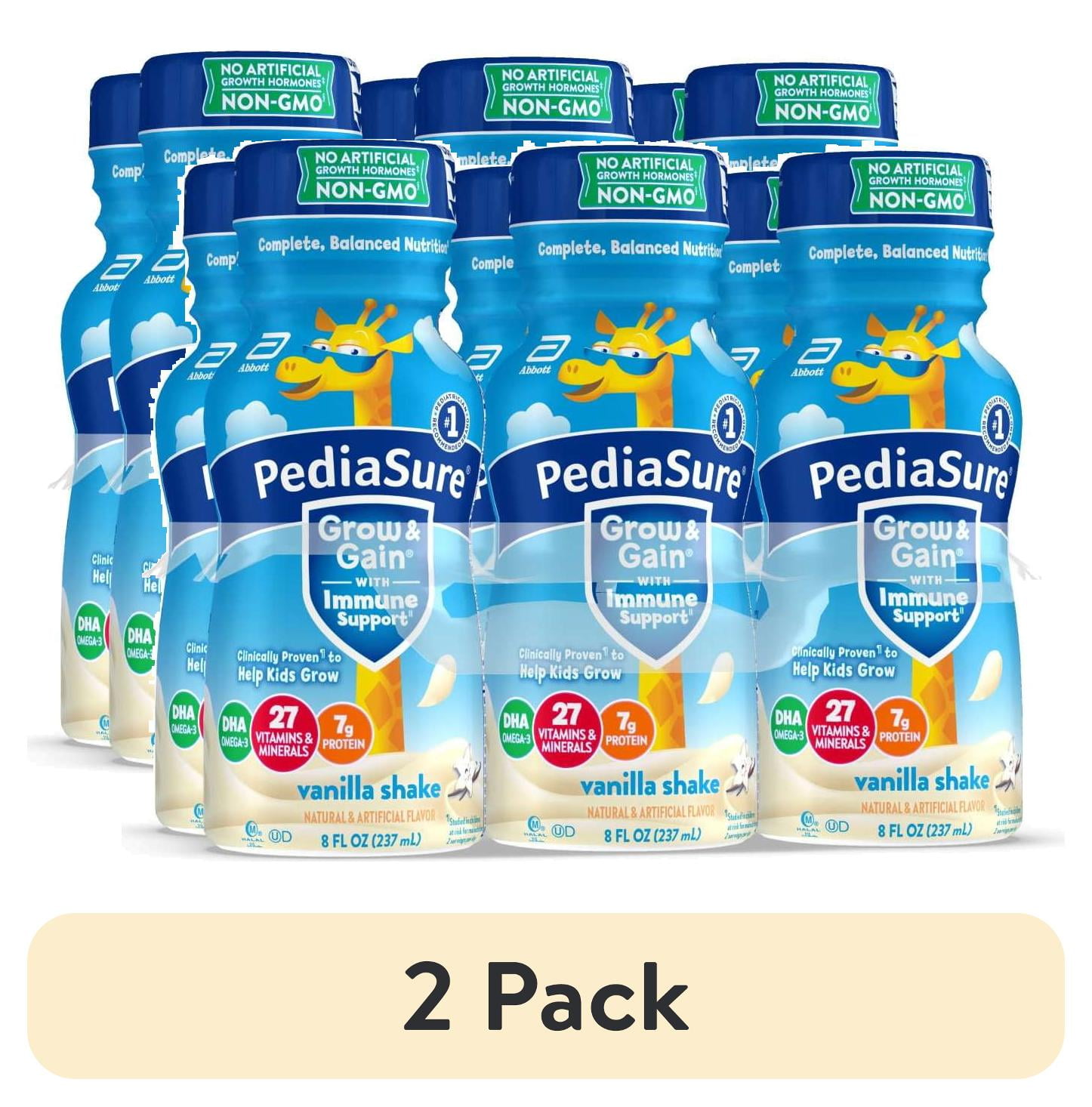 (2 pack) PediaSure Grow & Gain with Immune Support, 7g Protein, Vanilla, 8-fl-oz Bottle, 6 ...