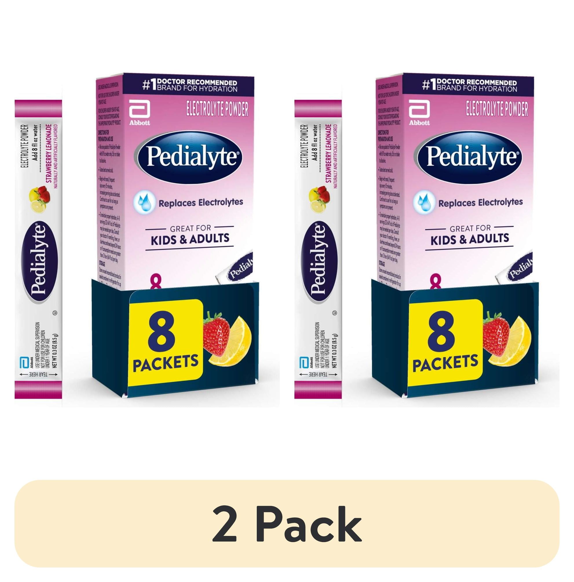 (2 pack) Pedialyte Electrolyte Powder Packets, Strawberry Lemonade, 8 ...