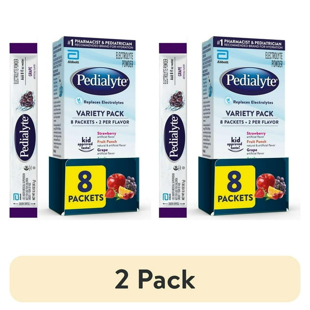 (2 pack) Pedialyte Electrolyte Powder, Variety Pack: Grape, Strawberry ...