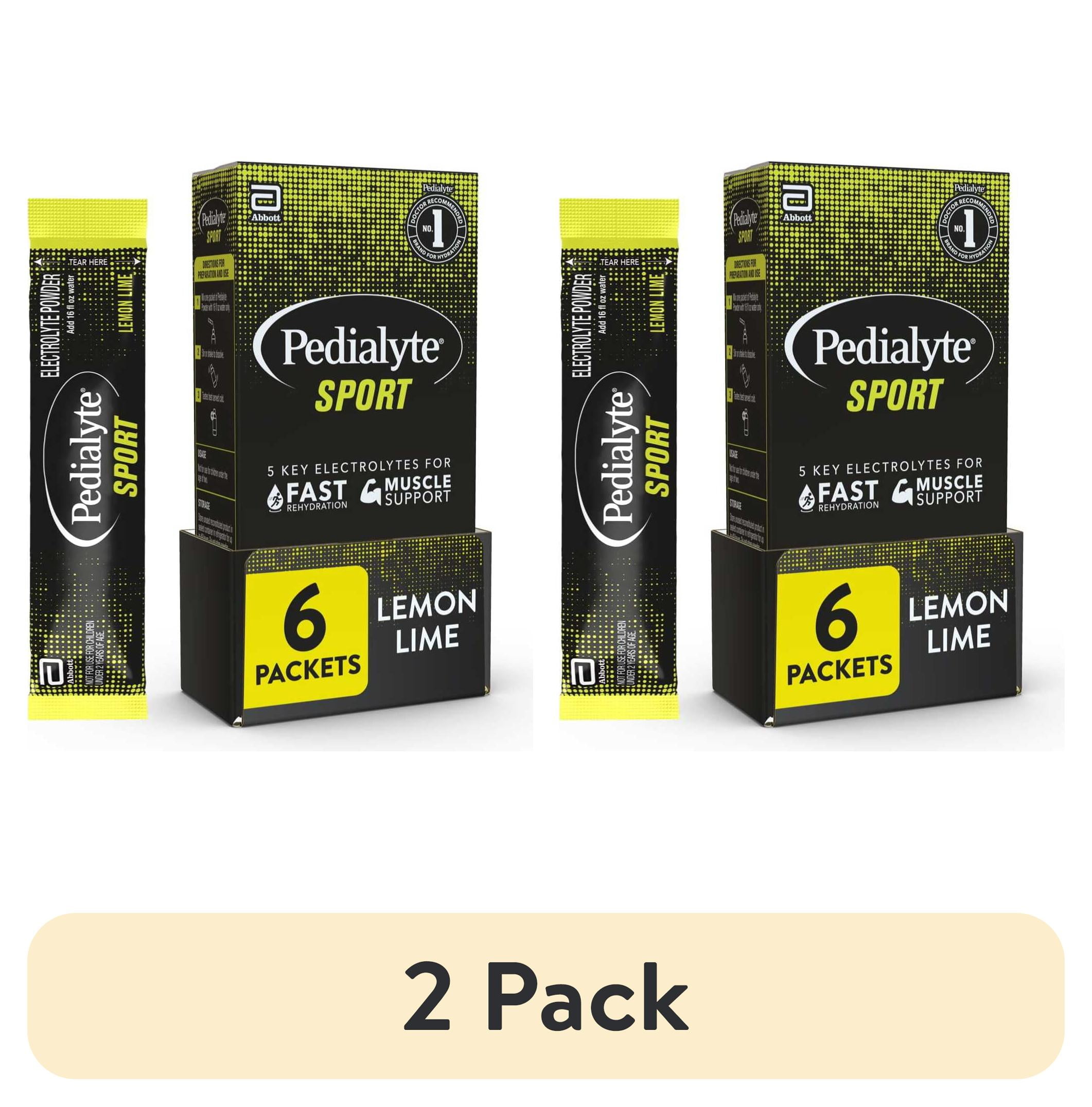 (2 pack) Pedialyte Sport Electrolyte Powder, Lemon Lime, 6 Powder ...
