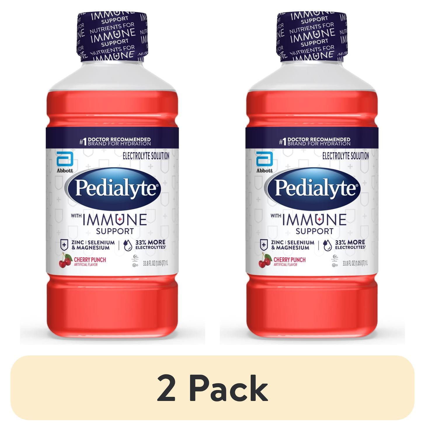 (2 pack) Pedialyte with Immune Support Electrolyte Drink, Cherry Punch ...